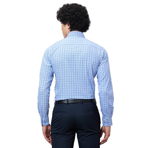 Raymond Men's Pure Cotton Checks Pattern Slim Fit Regular Collar Full ...