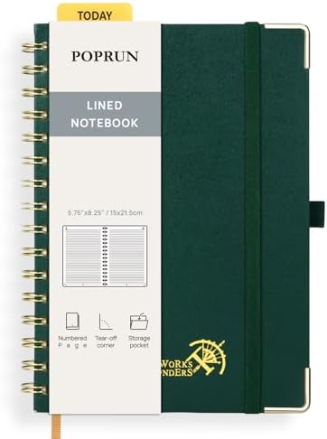 Amazon.com : POPRUN Lined Spiral Journal Notebook for Women & Men, A5 ...