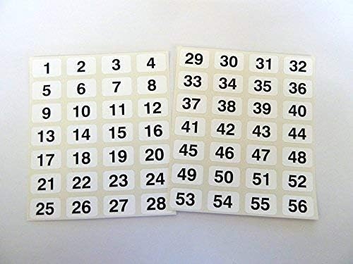 White 16x10mm Consecutive, Sequential Number Sequence Labels, Numbering ...