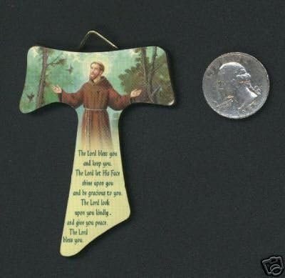 Amazon.com: San Francis Wooden Tao Cross 2 1/4 Inch x 3 Inch Plaque ...