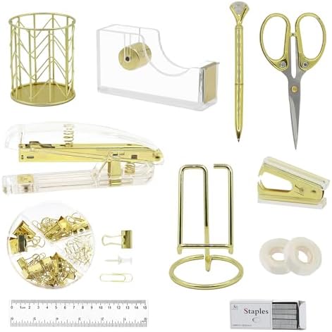 Gold Acrylic Stapler Set Desk Accessory & Decoration Kit for Gift ...