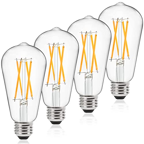 Ascher Dimmable E26 Vintage LED Edison Bulbs, 60 Watt Equivalent, Warm ...