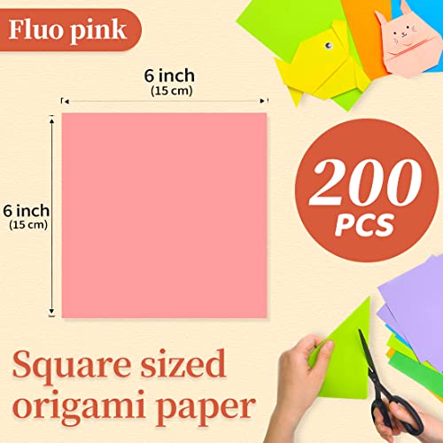 Snapklik.com : Origami Paper, 200 Sheets, Fluo Pink Origami Paper, 6 ...