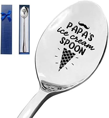 Amazon.com: Advivio Funny Papa's Ice Cream Spoon, Engraved Stainless ...