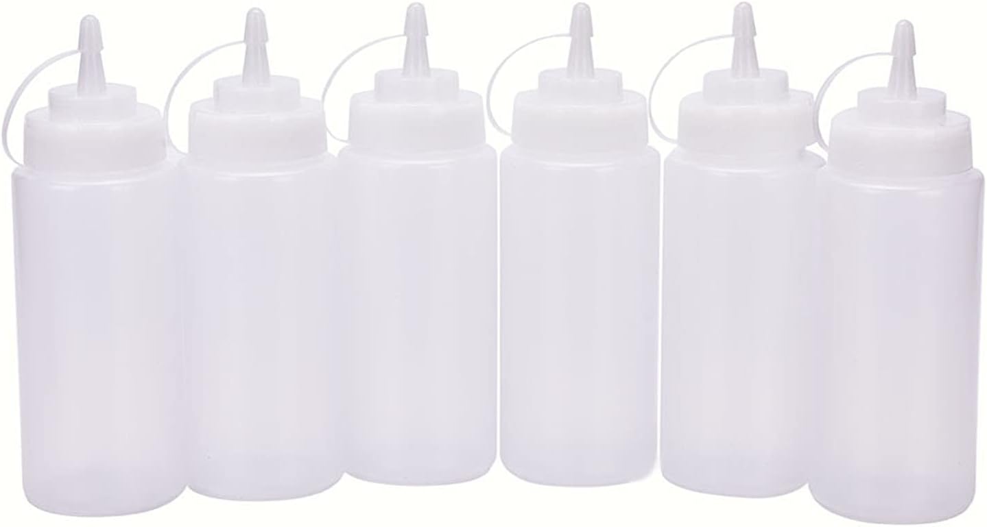 Translucent White Squeeze Condiment Bottles with Tip Cap,16 Oz,Set of ...