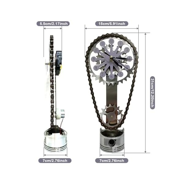 Metal Edition Rotating Gear Clock, Creative Timing Chain Clock Shelf ...
