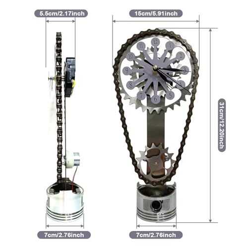 Metal Edition Rotating Gear Clock, Creative Timing Chain Clock Shelf ...