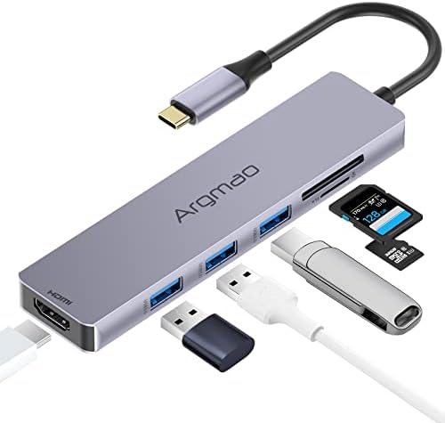 Amazon.com: Argmao 6 in 1 USB C Docking Station, 4K@30Hz HDMI, 3 USB 3. ...
