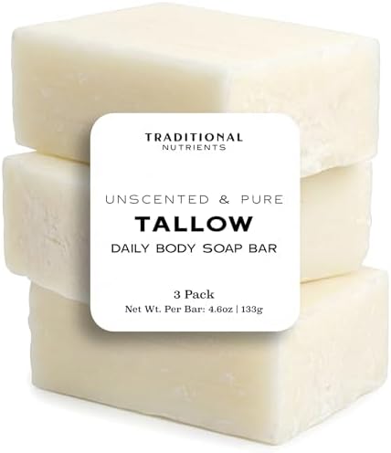 Amazon.com : TRADITIONAL NUTRIENTS Unscented Beef Tallow Soap Bar ...