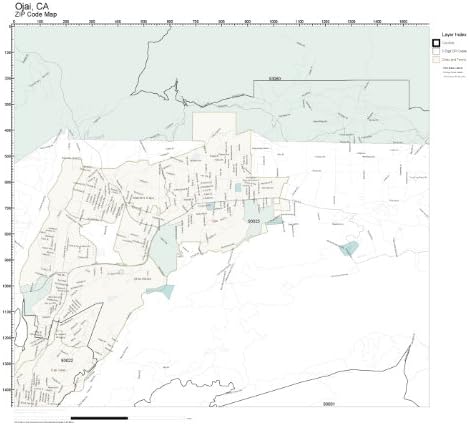 Amazon.com: Working Maps Zip Code Wall Map of Ojai, CA Zip Code Map Not ...
