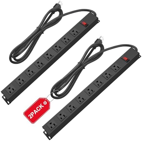 Amazon.com: 2Pack Metal 8 Outlet Mountable Power Strip, Wall Mount ...