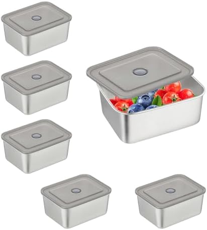 WakiHong 4pcs Stainless Steel Containers With Lids,Stainless Steel Food ...