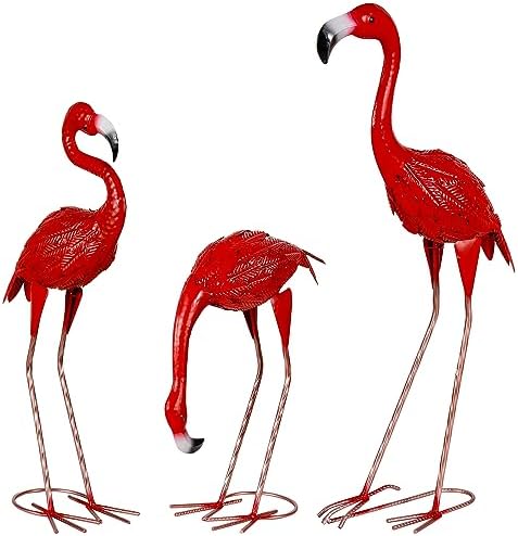 Amazon.com: SUNREEK Flamingo Garden Statues and Sculptures, 3 Pcs Metal ...