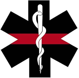 Amazon.com: Evan Decals Star of Life EMS Thin Red Firefighter Window ...
