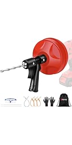 35 FT Drain Snake 2.0 with Double Mode, 10-In-1 Drain Auger for Sink ...