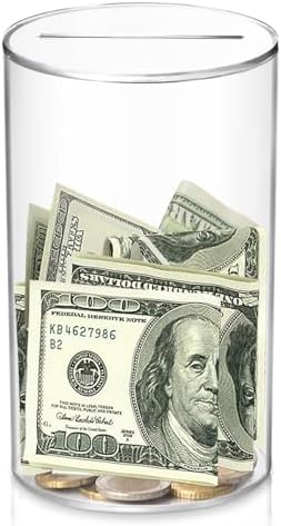 Amazon.com : Coin Caddy Clear Piggy Bank for Adults Kids - Large ...