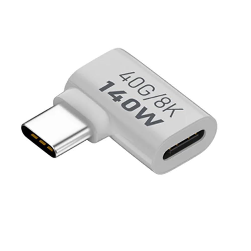 ETZIN USB-C L Shape Male to Female Adapter, Type C 3.1 Extender, 40Gbps ...
