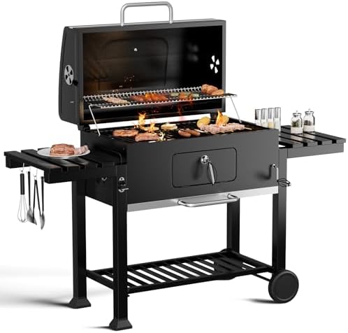 CosmoGrill Outdoor XXL Smoker Barbecue Charcoal Portable BBQ Grill with ...