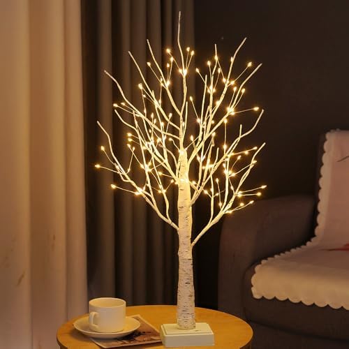 Amazon.com: NXUEBDU 2ft Birch Tree with LED Lights Small White Light Up ...