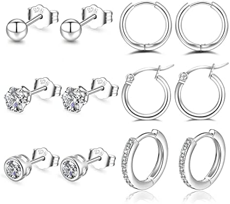 RANKEEF Sterling Silver Stud Earrings for Women 925 Small Silver Stud ...