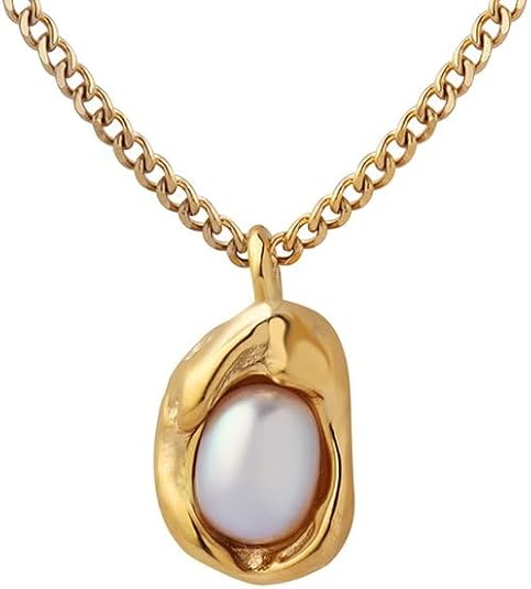 Amazon.com: Aleasha Single Freshwater Pearl Necklace White Pearl ...