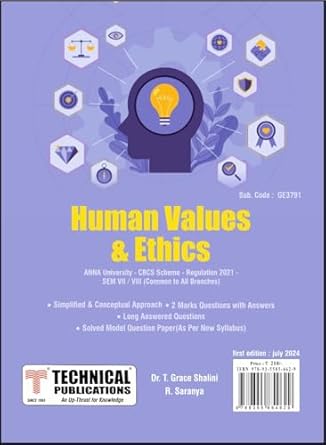 Human Values and Ethics for BE Anna University R21CBCS (Sem-VII/VIII - COMMON - GE3791) : Amazon ...