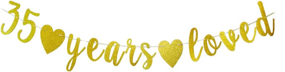 Amazon.com: 35 Years Loved banner Happy 35th Birthday Party Sign,Cheers ...