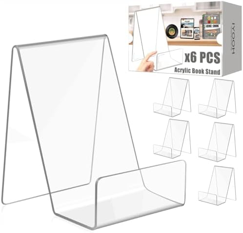 Amazon.com : 6 Pack Acrylic Book Stands for Display, Clear Book Holder ...