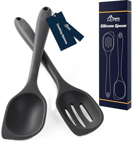 Amazon.com: Silicone Cooking Spoon Set, Premium Non-Stick Solid and ...