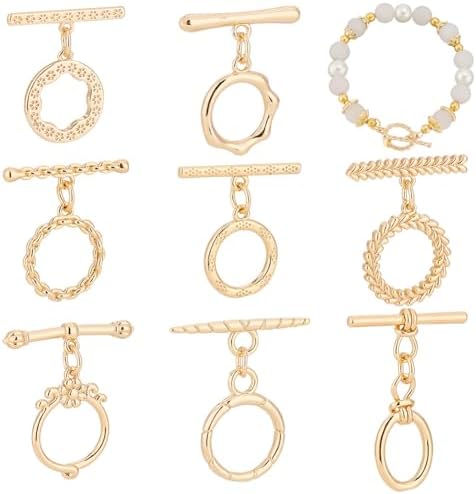 Amazon.com: PH PandaHall 18k Gold Plated Toggle Clasps, 8 Styles T-Bar ...