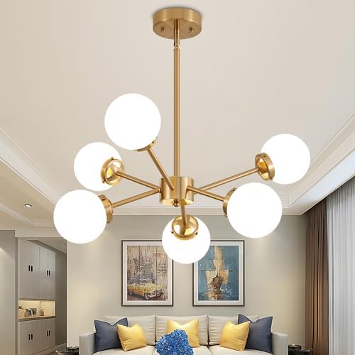 Vaziden Gold Sputnik Chandelier 6-Light Globe Sputnik Ceiling Light ...