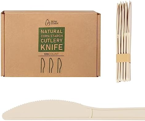 Amazon.com: How Corn Biodegradable Plastic Knives - 120 Pack Disposable ...