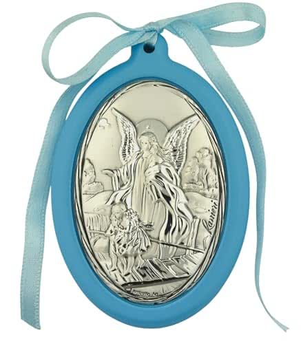 Amazon.com: Blue Guardian Angel Crib Medal | Guardian Angel Guiding ...