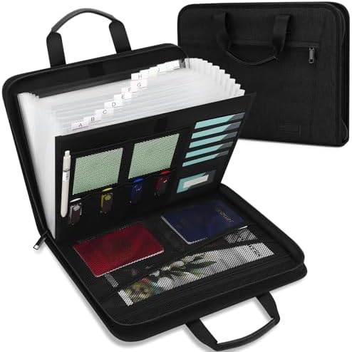 Uquelic File Organiser - Document Folder with Handle, 12 Pockets A4 ...