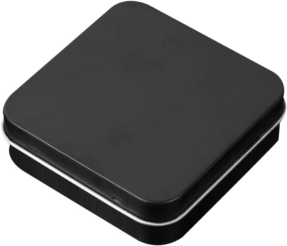 Amazon.com: Small Metal Storage Tin with Hinged Lid - Portable Square ...