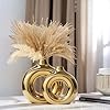 Amazon.com: Glossy Gold Ceramic Vase Set of 2,Round Donut Hollow Flower ...