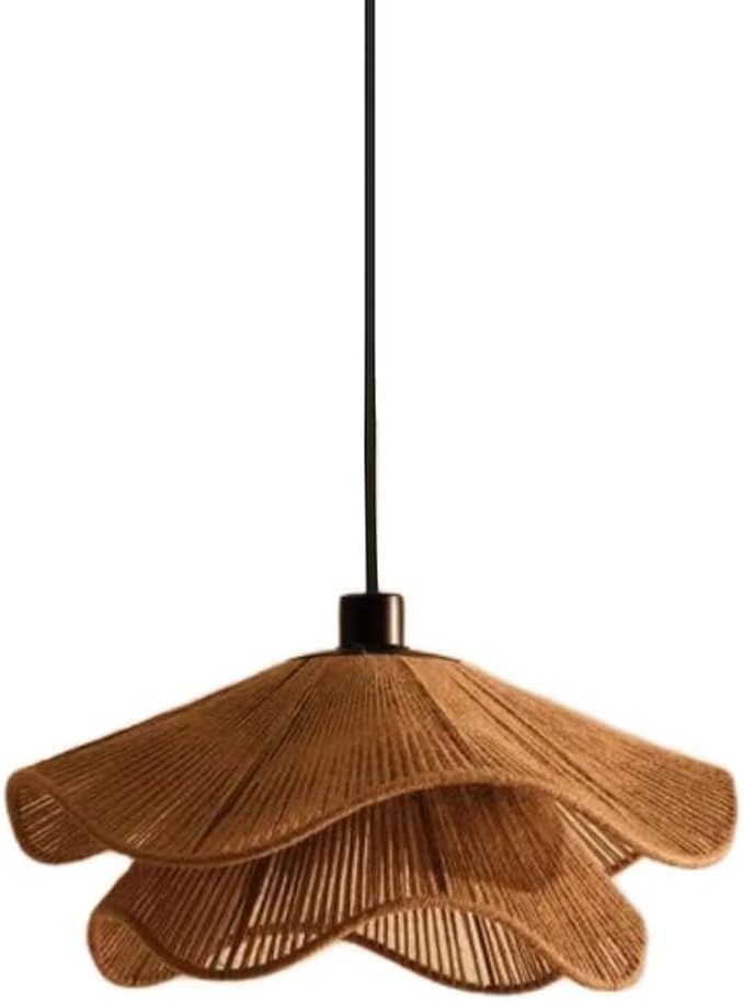 Amazon.com: ONNJFGREX Wicker Pendant Light E27 Hanging Lights Rattan ...
