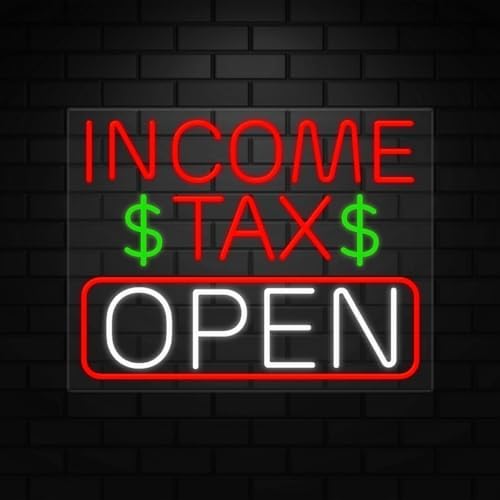 Income Tax Open Neon Sign for Retail Displays | Value priced LED Flex ...