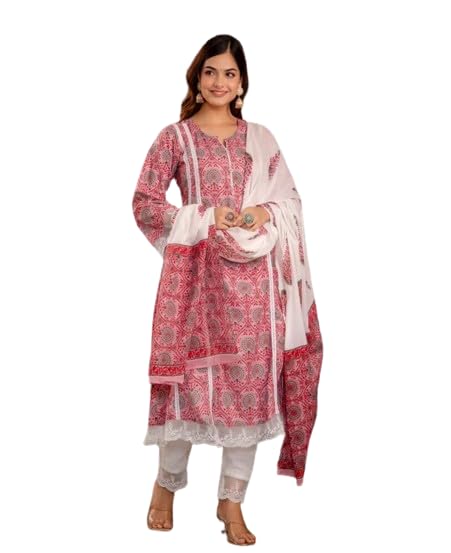 Buy Pakistani Women's Pink A-Line Suit with Salwar Kameez (Large) at ...