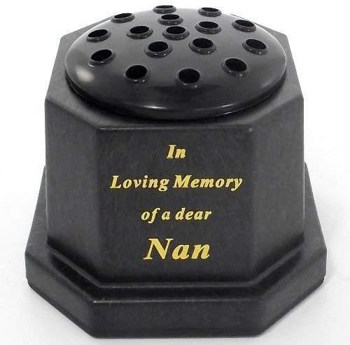 Black topped In loving memory of a dear Nan memorial pot/grave vase ...