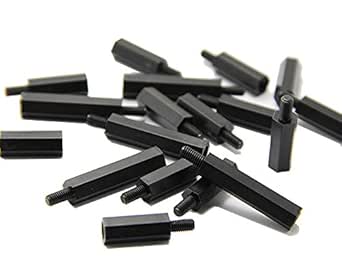 M3 Hex Male-Female Threaded Standoff,Pack of 50 piece,Nylon 66,Black or ...