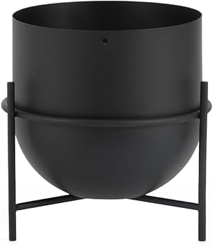 Amazon.com : OZPYKAE Small Metal Plant Pots with Stand, Stylish Modern Floor-Standing Flowerpot ...