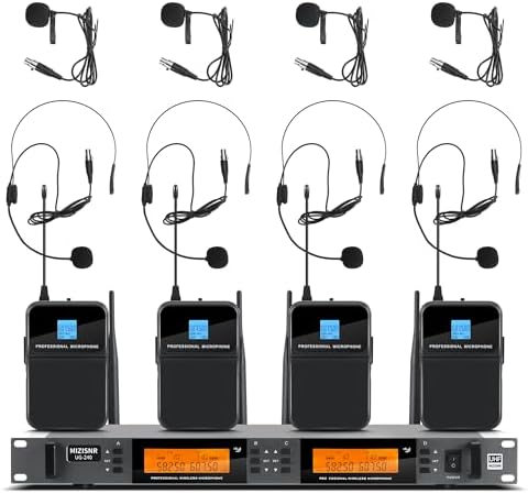 Amazon.com: MIZISNR Lapel Mics Wireless Lavalier Microphone System, 4 ...