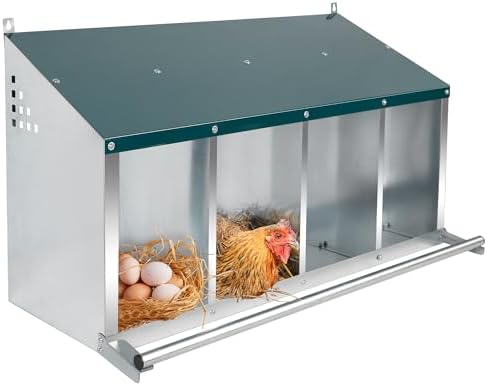 JonesHouseDeco Hen Laying Box, 4 Holes Metal Chicken Egg Nexting Boxes ...