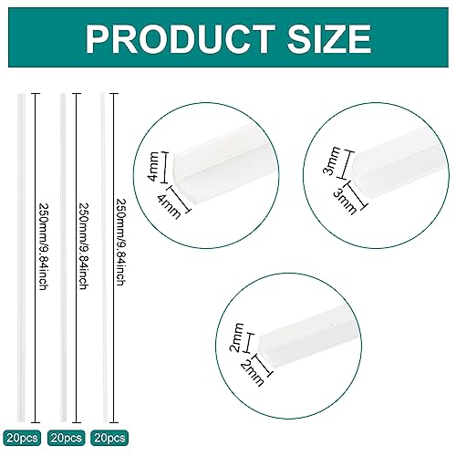 BENECREAT 60Pcs 3 Styles Abs Styrene Plastic L-Shaped Right Angle Strip ...