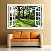 Amazon.com: 3D Window Scenes Wall Stickers Sunshine Garden Park Green ...