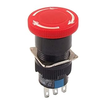 WHIZZO 2X(Red Mushroom DC 30V 5A AC 250V 3A Emergency Stop Push Button ...