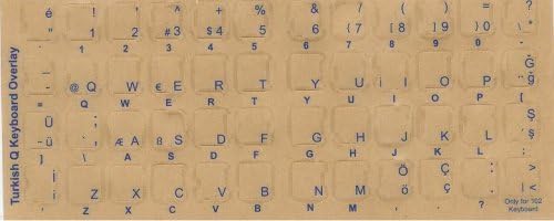 Amazon.com: Aramedia Turkish Keyboard Stickers - Blue Print Characters ...