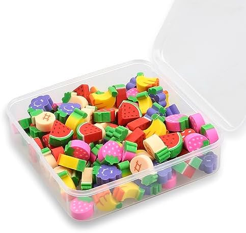 Rumyve 100 Pcs Mini Cube Erasers - Cute Animal and Fruit Shaped Pencil ...