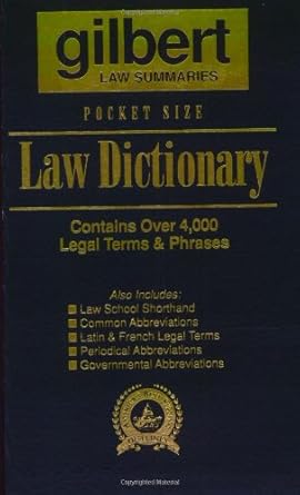 Amazon.com: Gilbert Law Summaries Pocket Size Law Dictionary: Blue ...